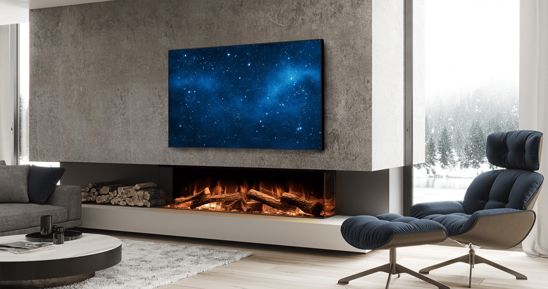 Media Wall Ideas | Modern Fireplaces | Panoramic Fireplace
